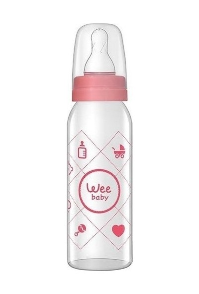 Wee Baby Silikon Uçlu Desenli Cam Biberon 250 cc Wee Baby Silikon Uçlu Desenli Cam Biberon 250 cc