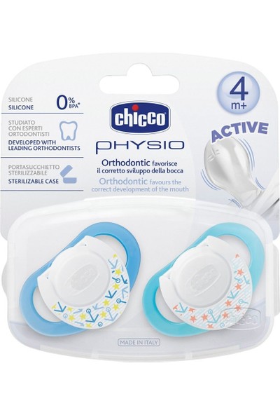 Chicco Physio Silikon Emzik 4m+ 2li - Mavi Chicco Physio Silikon Emzik 4m+ 2li - Mavi