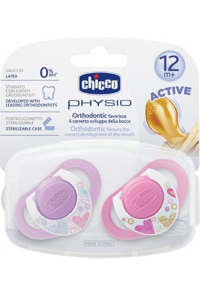 Chicco 2 Li Physio Kauçuk Emzik 12 Ay+ Kız Chicco 2 Li Physio Kauçuk Emzik 12 Ay+ Kız