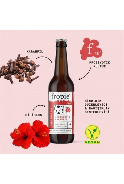 Fropie Probiyotik Kombucha Hibiskus Karanfil 330 ml Fropie Probiyotik Kombucha Hibiskus Karanfil 330 ml