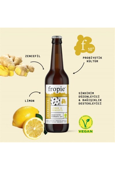 Fropie Probiyotik Kombucha Limon Zencefil 330 ml Fropie Probiyotik Kombucha Limon Zencefil 330 ml