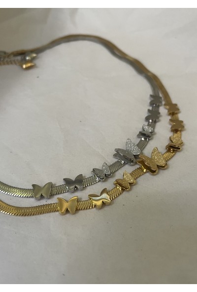 KİLİGİSTANBUL Kelebekli Italyan Zincir Çelik Kolye