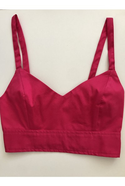 Spagetti Askılı Göğüs ve Sırt Dekolteli Sırt Bölümü Lastikli Crop