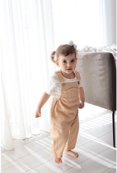 Mia Bambim Camel Bel Detaylı Unisex Kot Salopet Mia Bambim Camel Bel Detaylı Unisex Kot Salopet