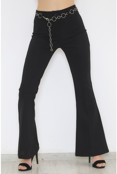 Kng Kemerli Ispanyol Paça Pantolon Siyah - 24193.5176.
