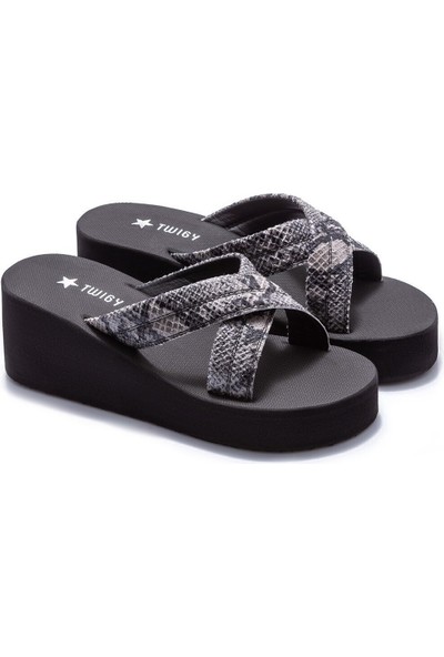 Twigy çapraz Desenli Kadın Yüksek Topuk Plaj Terliği Gabrıel Twigy çapraz Desenli Kadın Yüksek Topuk Plaj Terliği Gabrıel