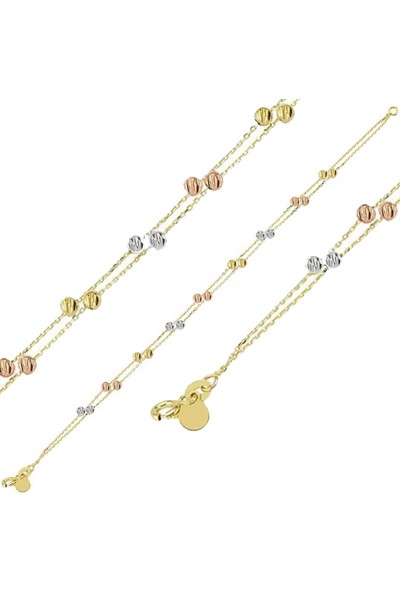 Bilezikci Top Altınlı 14 Ayar 2'li Zincir Bileklik
