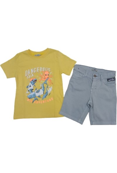 Erkek Çocuk Keten Şort Tişört Takımı