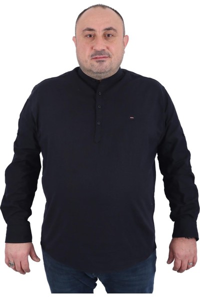 Mocgrande Büyük Beden Erkek Hakim Yaka Uzun Kol Gömlek 22313-SIYAH Mocgrande Büyük Beden Erkek Hakim Yaka Uzun Kol Gömlek 22313-SIYAH