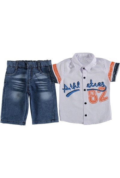 Erkek Çocuk Kot Şort Gömlek Takımı