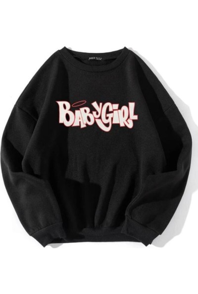 Laluvia Siyah Babygirl Baskılı Sweatshirt