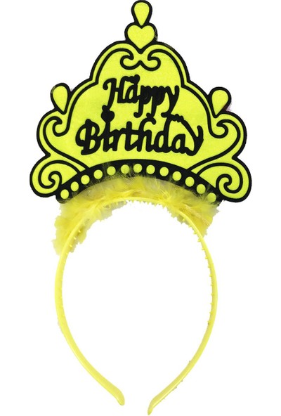 Daha Yok Mu Happy Birthday Yazılı Neon Sarı Renk Doğum Günü Tacı Daha Yok Mu Happy Birthday Yazılı Neon Sarı Renk Doğum Günü Tacı