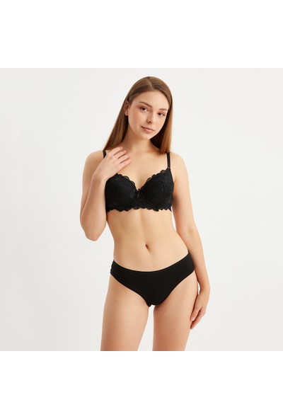 Ecrou Kadın Siyah Dantelli Dulgusuz Sütyen