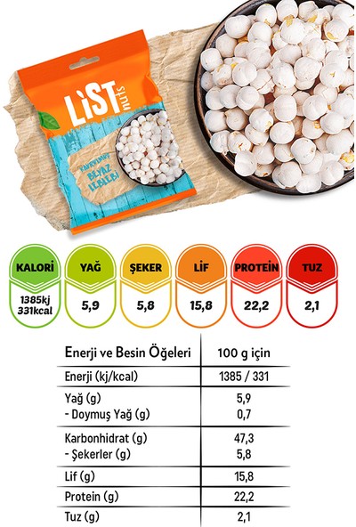 List Nuts Beyaz Leblebi 3 x 90 gr List Nuts Beyaz Leblebi 3 x 90 gr