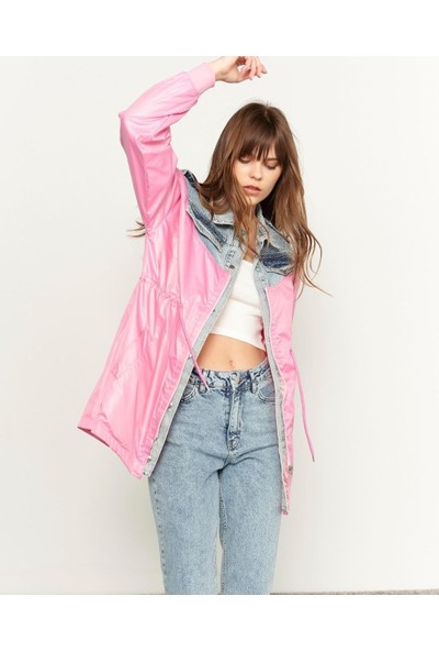 Cesi Collection Jean Detaylı Trençkot Pembe