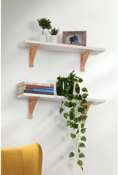 Bonelegant Ahşap Ayaklı Kitaplık Duvar Rafı 2li