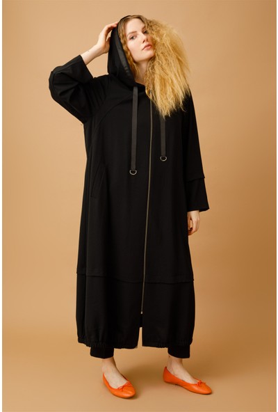 Micca Grogren Garni Detaylı Tam Boy Zor Kırışan Nefes Alan Kumaştan Spor Kap-Siyah