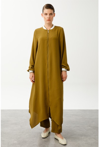 Micca Asimetrik Zıt Renk Uyumlu Ribanalı Spor Kap-Haki