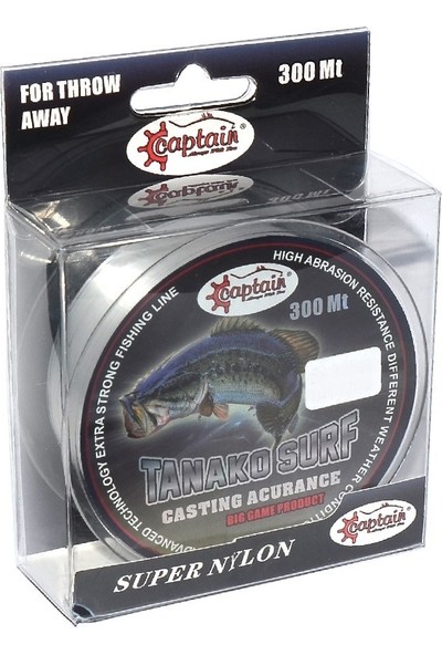 Captain Tanako Surf 300MT Monofilament Misina Beyaz Captain Tanako Surf 300MT Monofilament Misina Beyaz