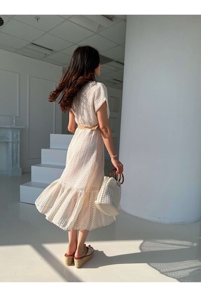 Moons Kuşak Detaylı Dantel Elbise