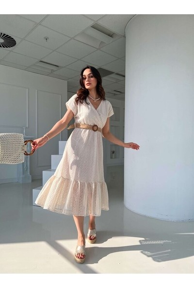 Moons Kuşak Detaylı Dantel Elbise