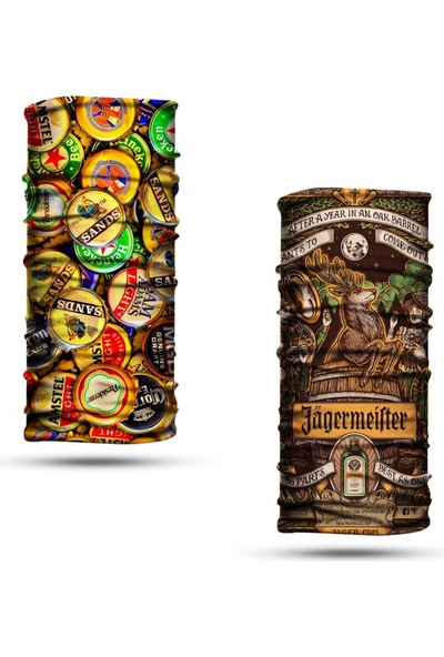 Dair Aksesuar 2'li Set Jagermeister Bira Kapağı Desenli Motosiklet Buff Boyunluk Bandana Dair Aksesuar 2'li Set Jagermeister Bira Kapağı Desenli Motosiklet Buff Boyunluk Bandana