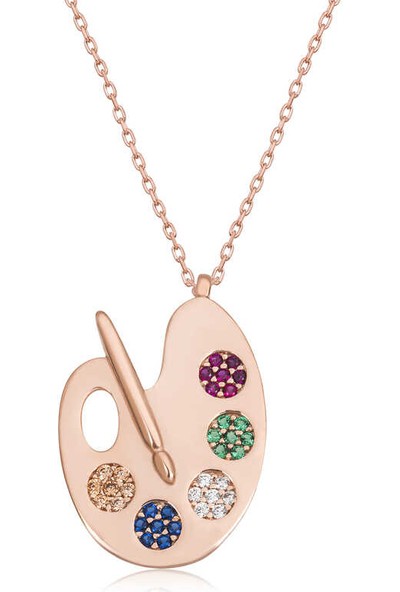 Gümüş Ressam Paleti Kadın Kolye