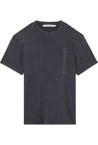 Calvin Klein Bisiklet Yaka Düz Gri Erkek T-Shirt J30J320857-PT2_INSTITUTIONAL Wash T