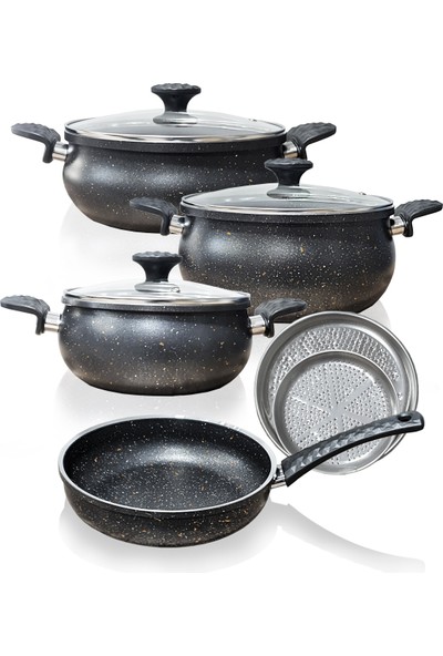 Çarşıdayız Granit 9 Parça Tencere Seti ( Dolma Sarma Altlığı Hediye)