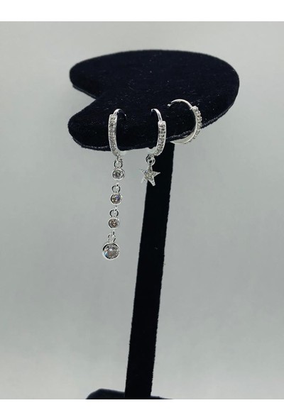 Miremsu Aksesuar Üçlü Zirkon Taşlı Yıldızlı Küpe Miremsu Aksesuar Üçlü Zirkon Taşlı Yıldızlı Küpe