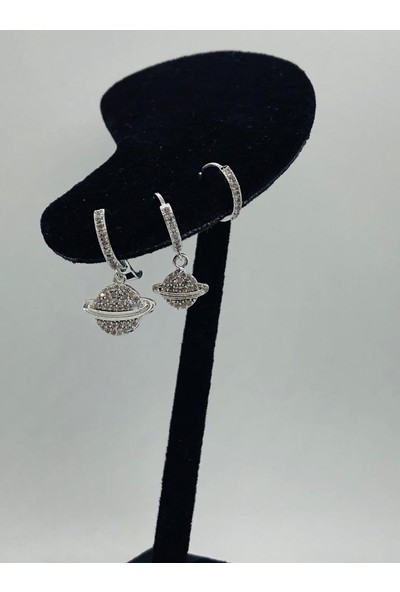 Miremsu Aksesuar Üçlüzirkon Taşlı Gezegenli Küpe