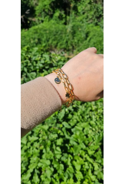 Miremsu Aksesuar Yoncalı Kalpli Üçlü Bileklik