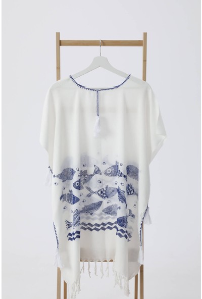 Favora Püsküllü Pareo Kadın Plaj Elbisesi - Indigo Favora Püsküllü Pareo Kadın Plaj Elbisesi - Indigo