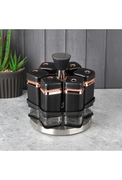 Perotti 11500 Caprice Dönerli 6lı Cam Baharat Takımı Siyah Perotti 11500 Caprice Dönerli 6lı Cam Baharat Takımı Siyah