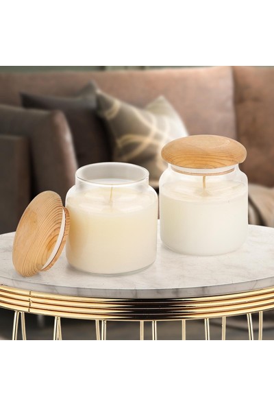 Begüsa Gabon Cam Kavanoz Mum Beyaz