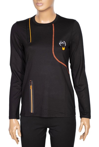 Defrina Kadın Itır Fermuar Kombinli Spor Siyah Bluz Defrina Kadın Itır Fermuar Kombinli Spor Siyah Bluz