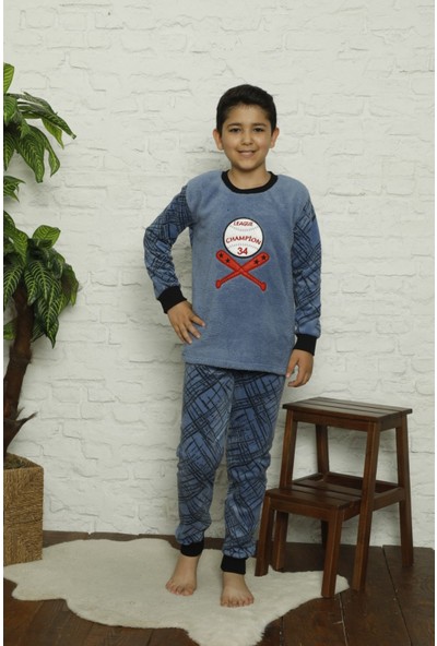 Pemilo Erkek Çocuk 5005 Champion Desenli Polar Pijama Takım Mavi Pemilo Erkek Çocuk 5005 Champion Desenli Polar Pijama Takım Mavi