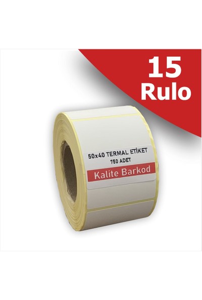 50X40 Termal Etiket | 15 Rulo Barkod Etiketi 50X40 Termal Etiket | 15 Rulo Barkod Etiketi