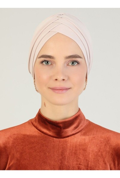 Naciye Sultan Tesettür Çapraz Deniz Bonesi Üç Bantlı Hazır Türban Bej Naciye Sultan Tesettür Çapraz Deniz Bonesi Üç Bantlı Hazır Türban Bej