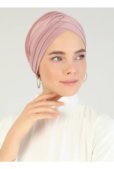 Tesettür Çapraz Deniz Bonesi Üç Bantlı Hazır Türban Pudra Tesettür Çapraz Deniz Bonesi Üç Bantlı Hazır Türban Pudra
