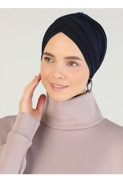 Naciye Sultan Tesettür Çapraz Deniz Bonesi Üç Bantlı Hazır Türban Lacivert Naciye Sultan Tesettür Çapraz Deniz Bonesi Üç Bantlı Hazır Türban Lacivert