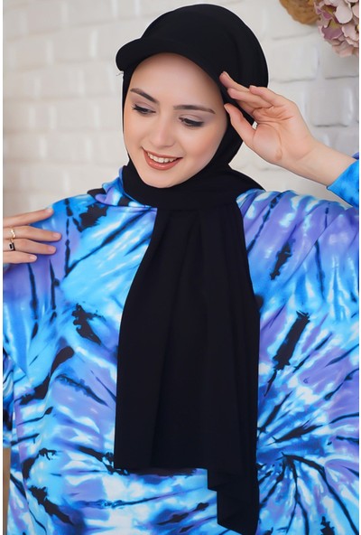 Naciye Sultan Şapkalı Boneli Hazır Şal Hijab Haşema Üstü Kullanılabilen Havuz ve Deniz Boneli Şapkalı Şal Siyah Naciye Sultan Şapkalı Boneli Hazır Şal Hijab Haşema Üstü Kullanılabilen Havuz ve Deniz Boneli Şapkalı Şal Siyah