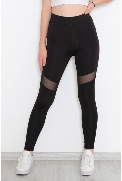 Tül Detaylı Tayt Siyah - 9847.1098. Tül Detaylı Tayt Siyah - 9847.1098.