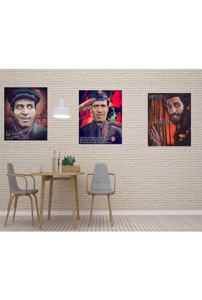 Papri Reklam Kemal Sunal Filmleri Tasarımlı 3'lü Set Tablo Papri Reklam Kemal Sunal Filmleri Tasarımlı 3'lü Set Tablo