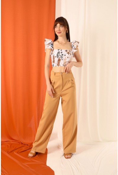 Terikoton Kumaş Kare Yaka Kısa Kadın Bluz-Fuşya Terikoton Kumaş Kare Yaka Kısa Kadın Bluz-Fuşya