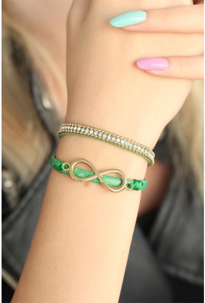 Yeşil Renk Metal Sonsuzluklu Bayan Bileklik