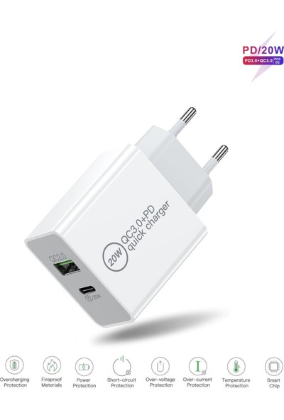 Huawei Nova 4 Uyumlu Çoklu Şarj Adaptörü 20W Qualcomm 3.0 + Pd Ultra Hızlı Şarj Cihazı Huawei Nova 4 Uyumlu Çoklu Şarj Adaptörü 20W Qualcomm 3.0 + Pd Ultra Hızlı Şarj Cihazı
