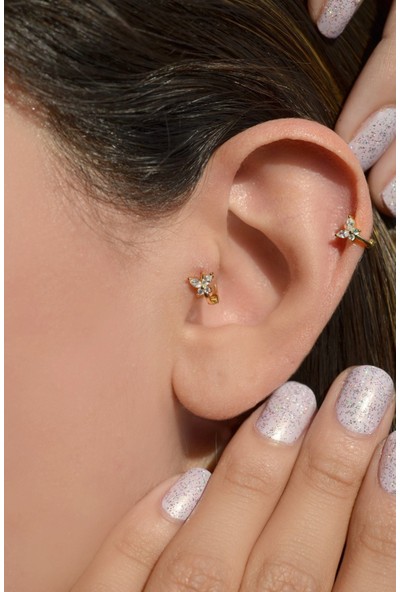 Sacce Scarves&Accessories Gold Kelebek Tragus Piercing Sacce Scarves&Accessories Gold Kelebek Tragus Piercing
