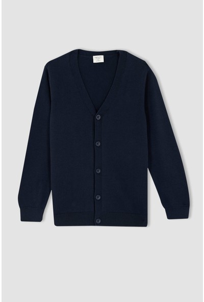 DeFacto Erkek Çocuk Regular Fit V Yaka Pamuklu Hırka K8836A622AU