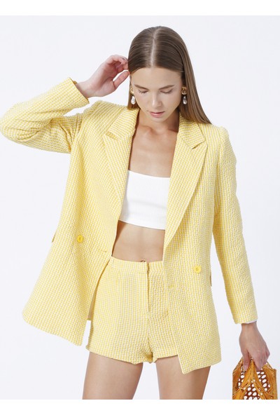 Fabrika Ceket 42 Sarı - Beyaz